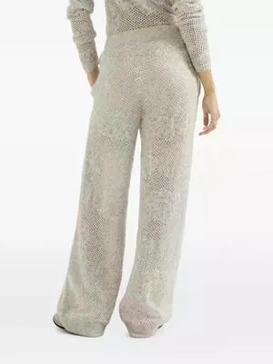 Brunello Cucinelli Sparkling Mohair And Virgin Wool Knit Track Trousers - Neutrals