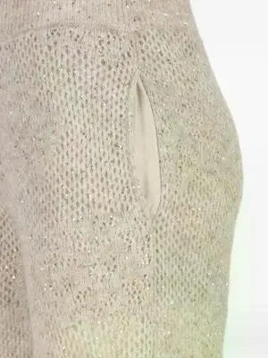 Brunello Cucinelli Sparkling Mohair And Virgin Wool Knit Track Trousers - Neutrals