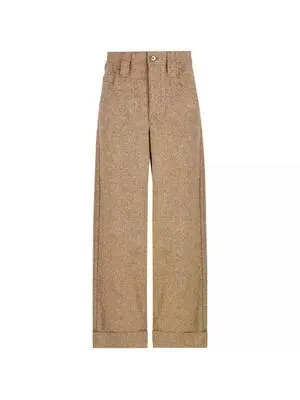 Brunello Cucinelli Brunello Cucinelli Virgin Wool Donegal Baggy Five-Pocket Trousers With Monili Neutrals