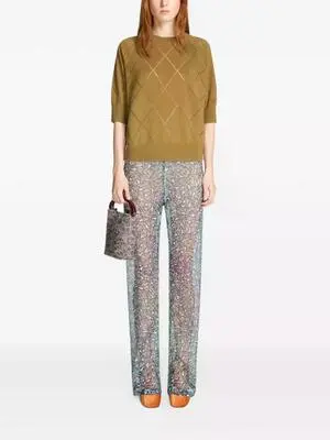 Dries Van Noten Merino Wool Ajoure Stitch Sweater - Brown
