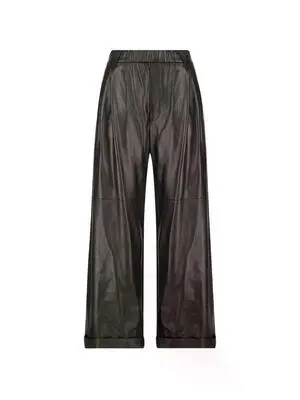Brunello Cucinelli Nappa Leather Baggy Trousers - Black