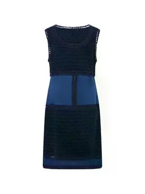 Alberta Ferretti Crochet-knit Color-block Mini Dress - Blue