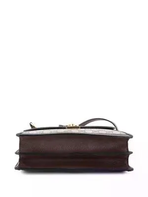 Gucci Ophidia Flap Top Handle Bag Gg Coated Canvas Small Satchel - Brown