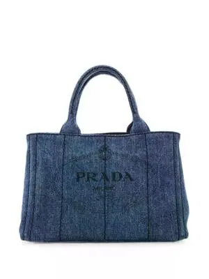 Prada Canapa Convertible Denim Mini Tote Bag - Blue
