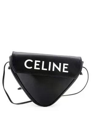 Celine Triangle Bag Leather Small Crossbody Bag - Black