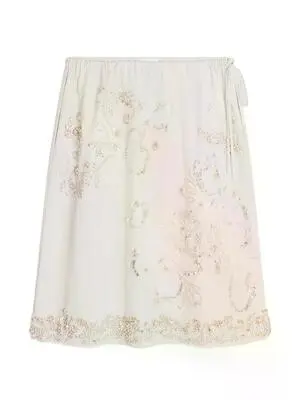 Dries Van Noten Embroidered Midi Skirt - Neutrals
