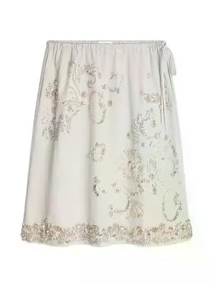 Dries Van Noten Embroidered Midi Skirt - Neutrals