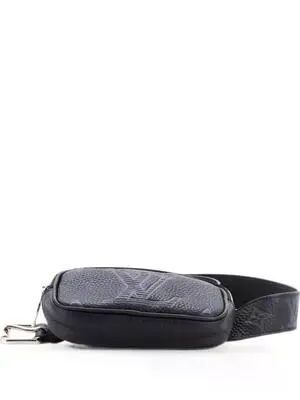 LOUIS VUITTON Signature Pocket Monogram Shadow Giant Taurillon Leather Belt Bag - Black