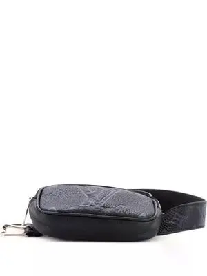 LOUIS VUITTON Signature Pocket Monogram Shadow Giant Taurillon Leather Belt Bag - Black