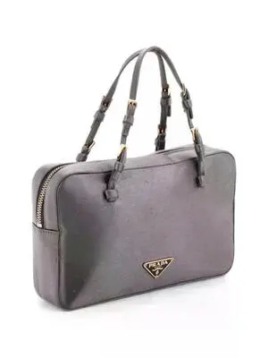 Prada Triangle Logo Cerniera Top Handle Bag Satin Satchel