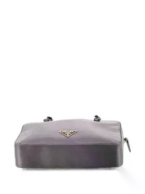 Prada Triangle Logo Cerniera Top Handle Bag Satin Satchel