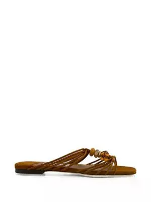 JIMMY CHOO Lova Bead-embellished Suede Sandals - Brown