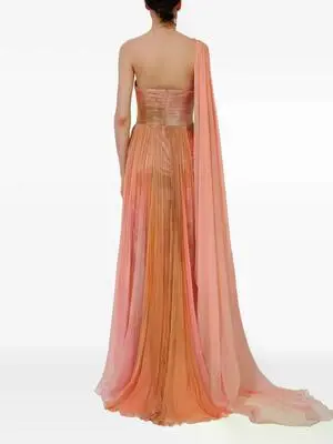 IRIS SERBAN Alicia Pleated One-shoulder Maxi Dress