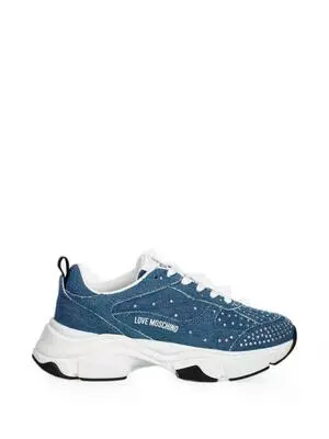 Moschino Rhinestone Denim Sneakers - Blue
