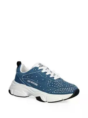 Moschino Rhinestone Denim Sneakers