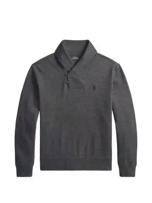 Polo Ralph Lauren Shawl Collar Embroidered Pony Sweater - Grey