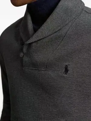 Polo Ralph Lauren Shawl Collar Embroidered Pony Sweater - Grey