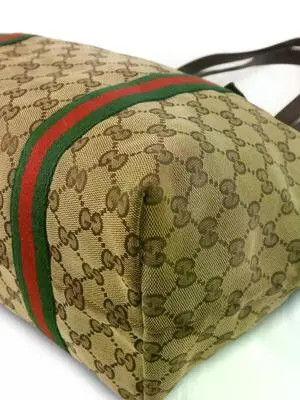 Gucci Gg Canvas Web Tote Bag