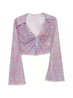 Oseree Zebra-print Slim-fit Top - Blue