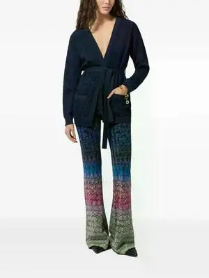 Missoni Zigzag-knit Belted Cardigan - Blue