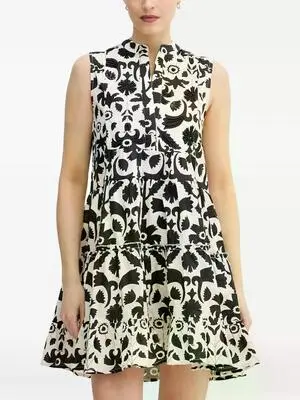 LOLA CASADEMUNT Bead-embellished Tiered Mini Dress - Neutrals