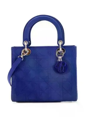 Dior Lady Bag Cannage Embossed Matte Calfskin Medium Satchel - Blue