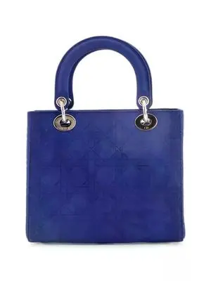 Dior Lady Bag Cannage Embossed Matte Calfskin Satchel - Blue