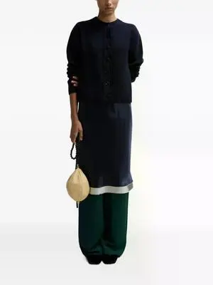 Maria Mcmanus Bias-cut Frayed Midi Skirt - Blue