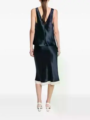Maria Mcmanus Bias-cut Frayed Midi Skirt - Blue