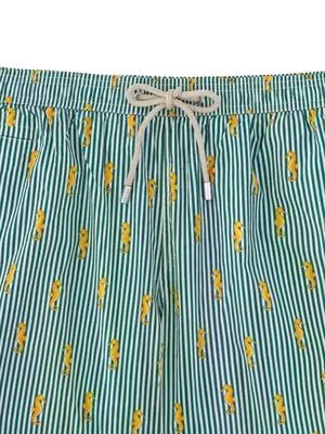MC2 SAINT BARTH Striped Seahorse-print Swim Shorts - Green