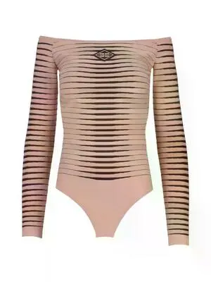 Elisabetta Franchi Striped Off-shoulder Top - Pink