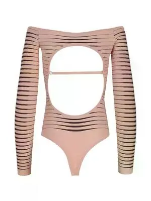 Elisabetta Franchi Striped Off-shoulder Top - Pink