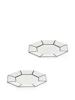 SERAX Geometric Set Of Two Breakfast Plates - White