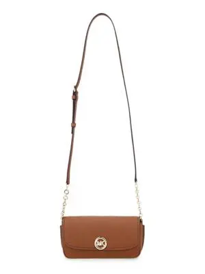 Michael Kors Small Nolita Logo-plaque Pebbled-leather Crossbody Bag - Brown
