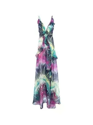 CUANNA Luna Ruffled Fern-print Maxi Dress - Purple