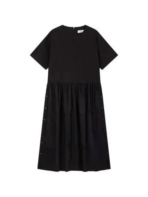 STUDIO TOMBOY Button-detail Tiered Midi Dress - Black