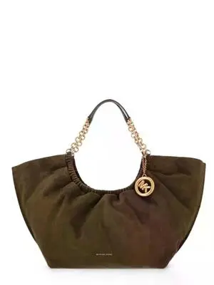 Michael Kors Large Indie Logo-charm Ruched-detailing Tote Bag - Brown