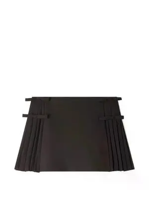 Sandro Pleated Bow Detail Mini Skirt - Brown