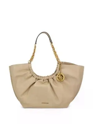 Michael Kors Ruched Tote Bag With Logo Charm - Neutrals