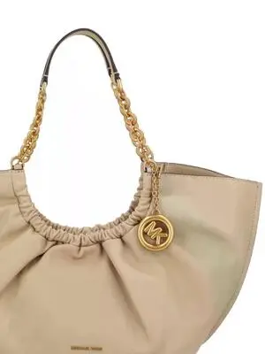 Michael Kors Ruched Tote Bag With Logo Charm - Neutrals