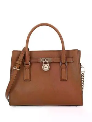 Michael Kors Hamilton Logo-pendant Pebbled-texture Tote Bag - Brown