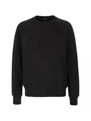 Balmain Logo-embroidered Cotton Sweatshirt - Black