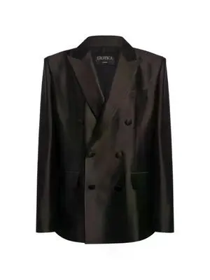 DONDUP Double-breasted Satin Jacket - Black