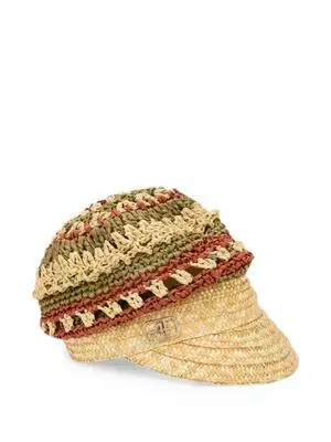 Alberta Ferretti Woven-design Peaked Hat - Neutrals