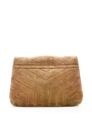 Saint Laurent Loulou Matelasse Chevron Suede Small Shoulder Bag - Brown