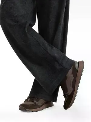Brunello Cucinelli Suede And Techno-fabric Runners With Shearling Lining And Monili