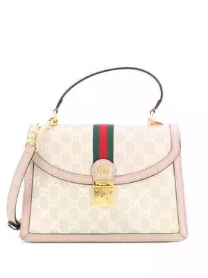 Gucci Ophidia Flap Top Handle Small Satchel Bag - Neutrals