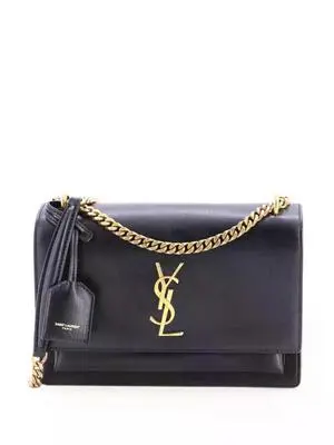 Saint Laurent Sunset Leather Medium Crossbody Bag - Black