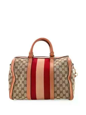 Gucci Vintage Web Boston Bag Gg Canvas Medium Satchel - Brown