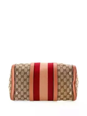 Gucci Vintage Web Boston Bag Gg Canvas Medium Satchel